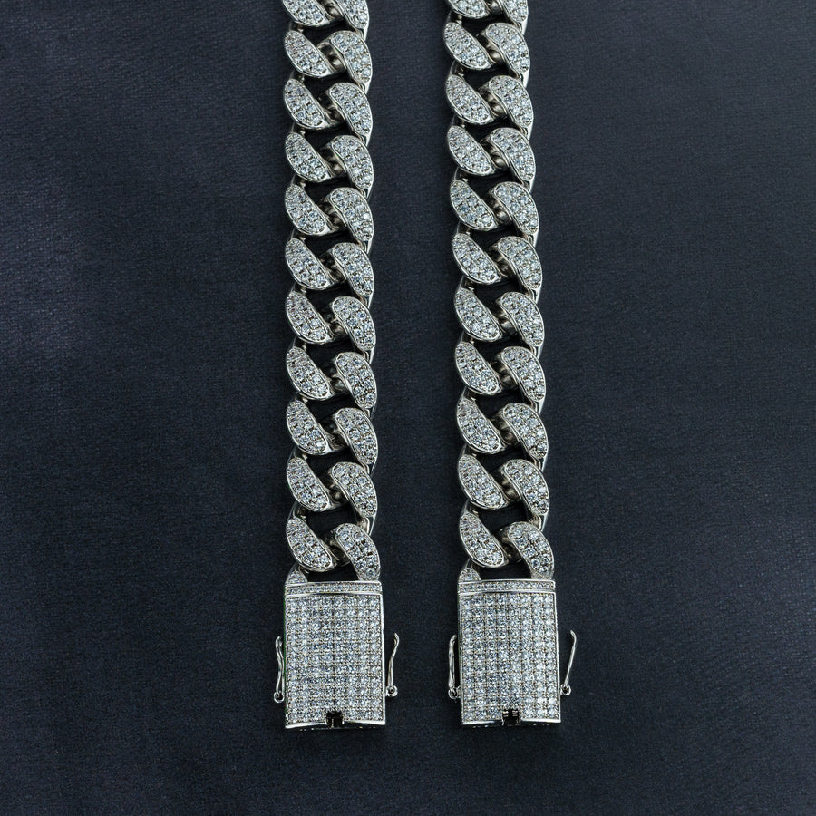 20mm Cuban Chain & Cuban Bracelet Bundle - Gold/White Gold – ICECLIQUE ...