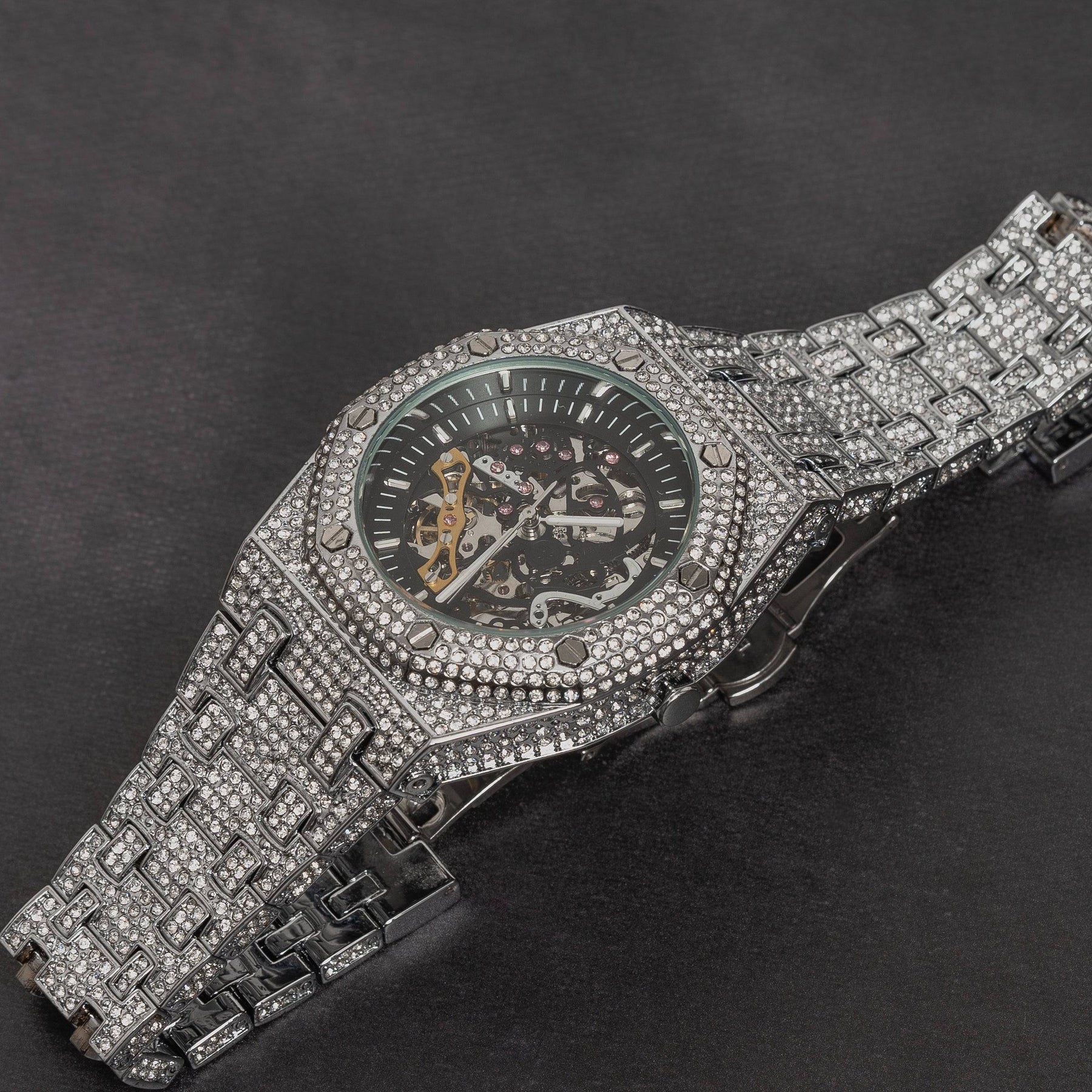 Iced Out Skeleton Watch – ICECLIQUE JEWELRY