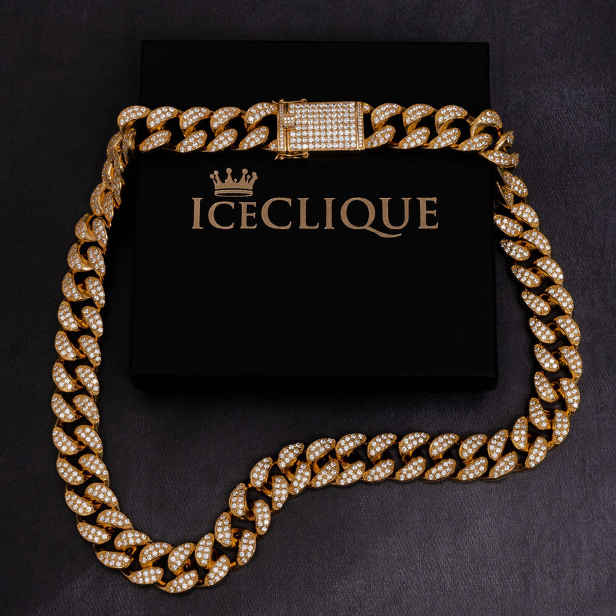 20mm Cuban Chain & Cuban Bracelet Bundle - Gold/White Gold – ICECLIQUE ...