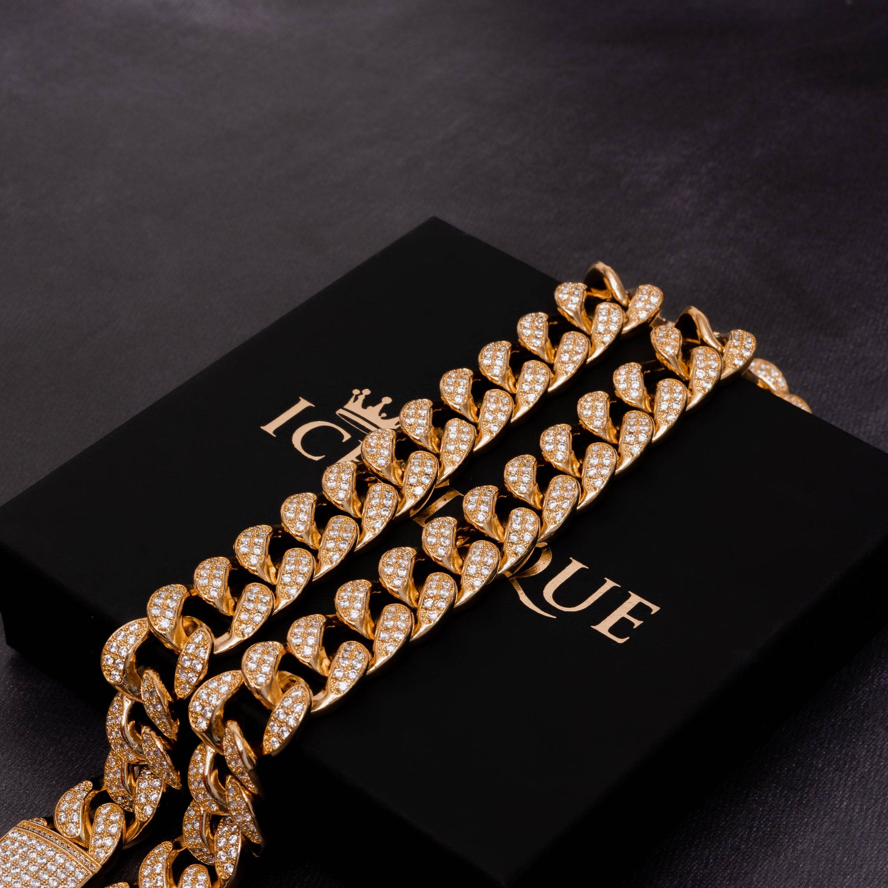 20mm Cuban Chain & Cuban Bracelet Bundle - Gold/White Gold – ICECLIQUE ...