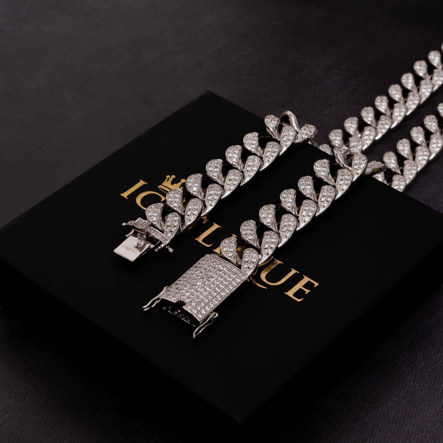 20mm Cuban Chain & Cuban Bracelet Bundle - Gold/White Gold – ICECLIQUE ...