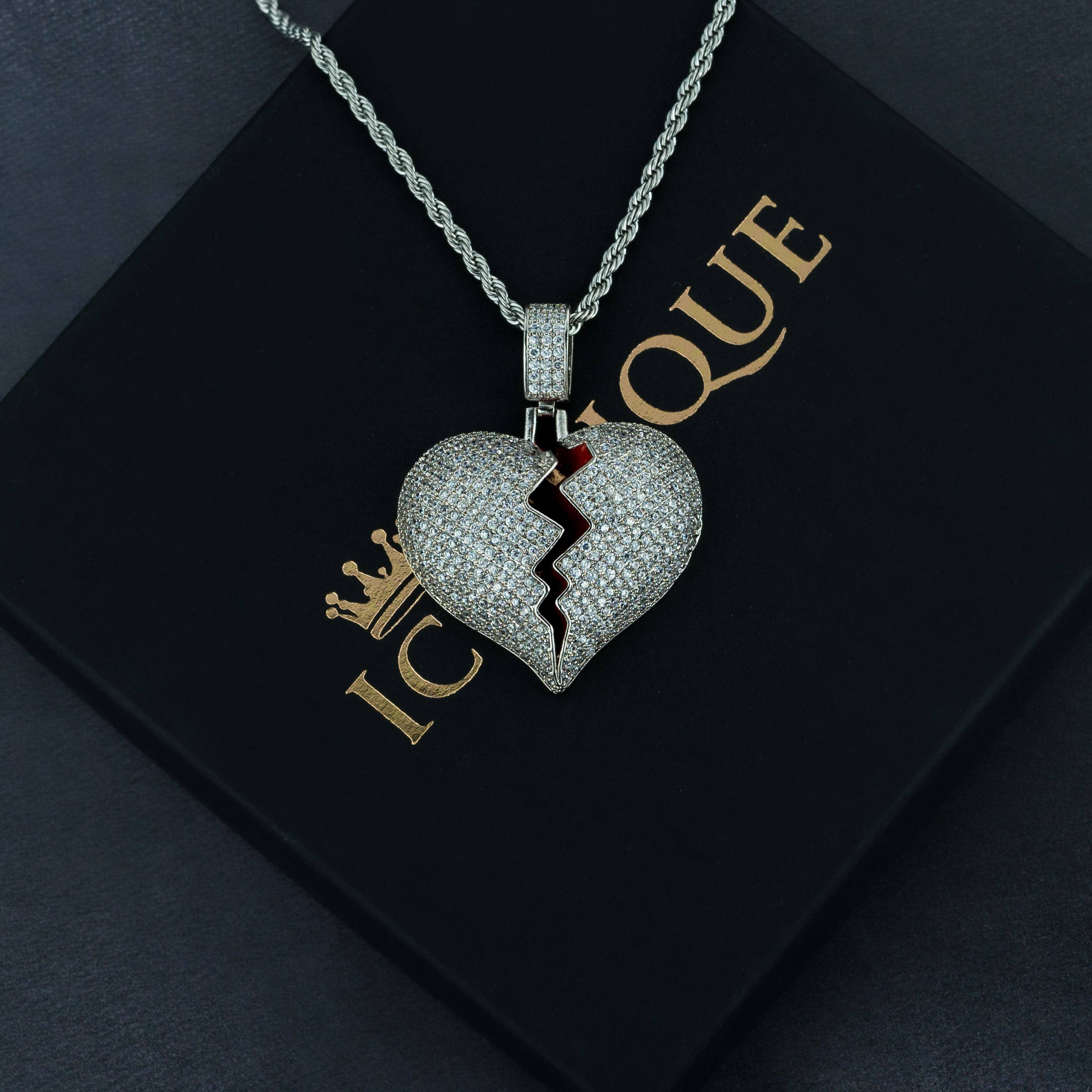 Frozen Heart Pendant w/ Rope Chain – ICECLIQUE JEWELRY