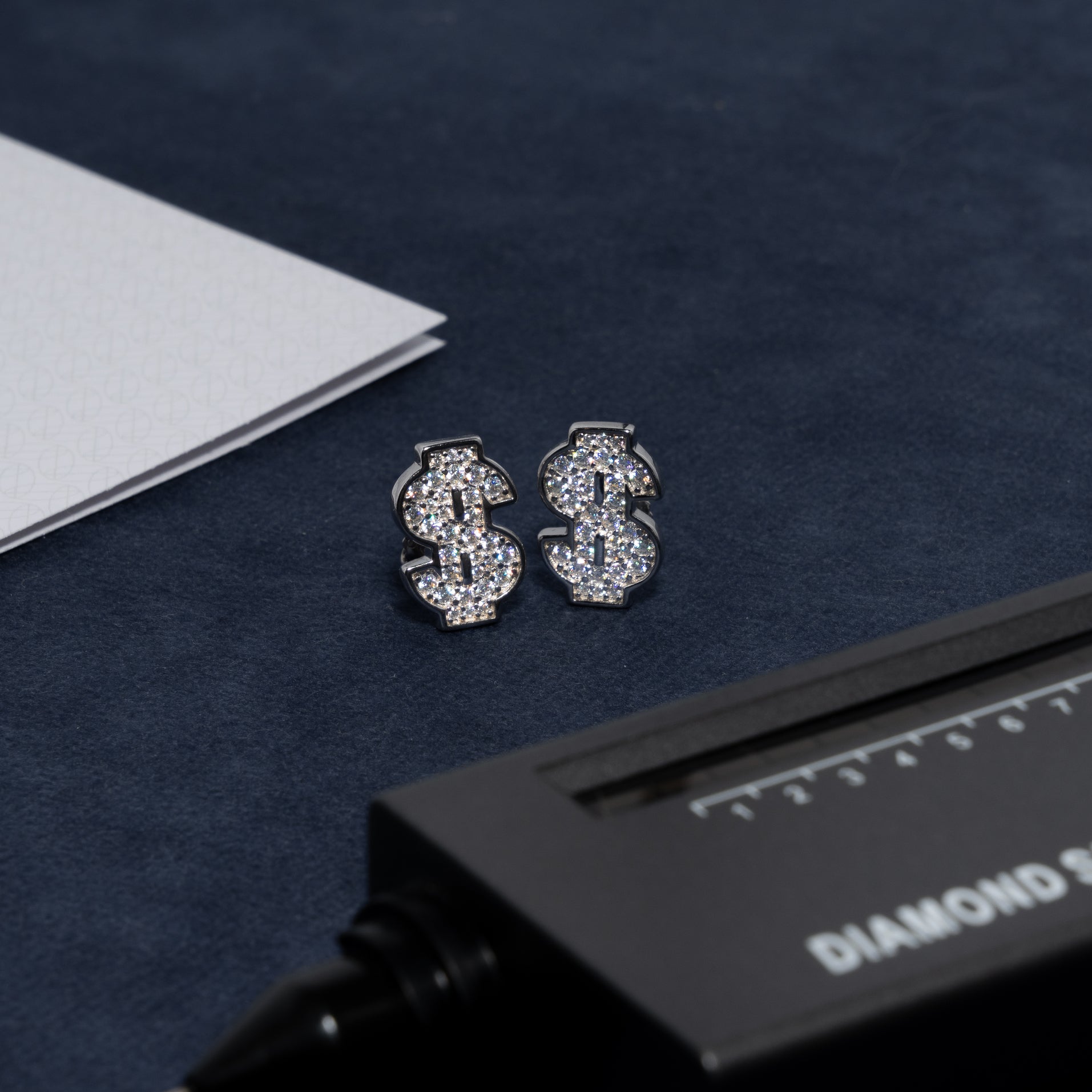 Dollar Sign Earrings - Moissanite & S925 – ICECLIQUE JEWELRY